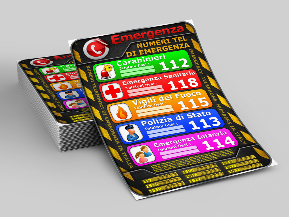 Tabella con numeri di emergenza in italia