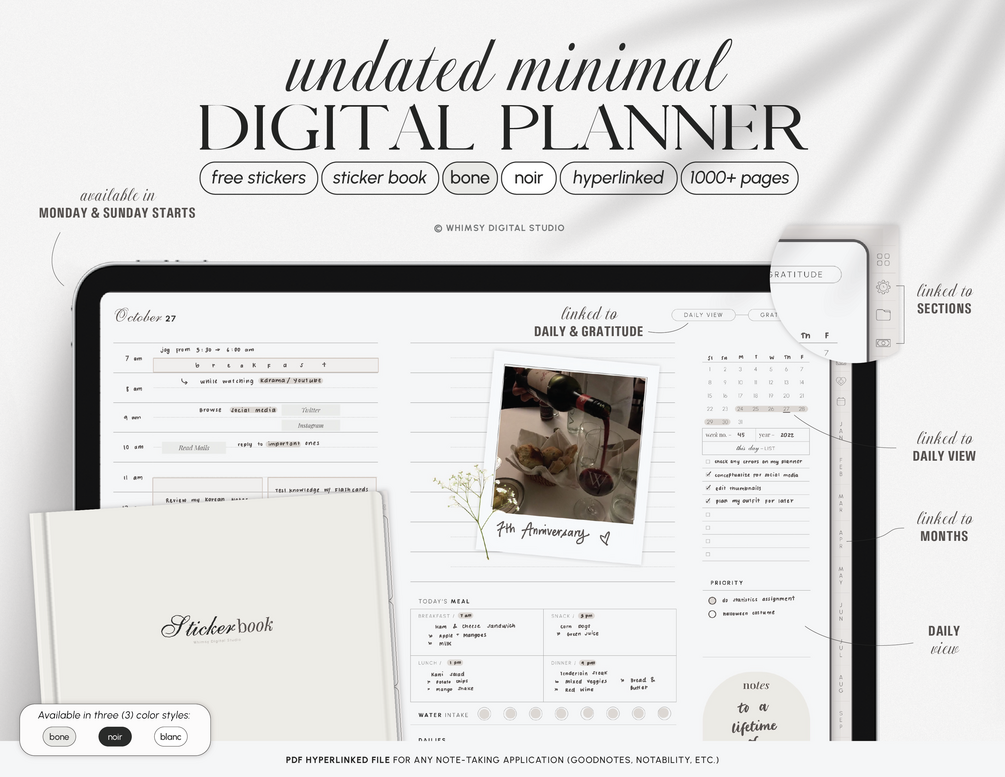 [Free Sample] Undated Minimal Digital Planner