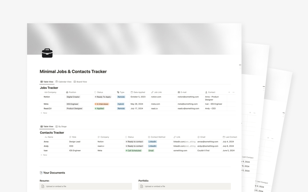 Minimal Jobs & Contacts Tracker