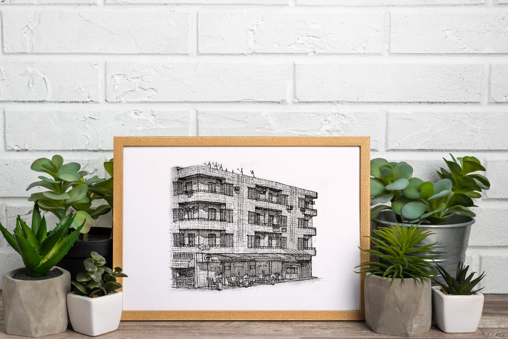 Hand-Drawn Cairo Building Sketch | Printable Wall Art | Pen & Ink ...