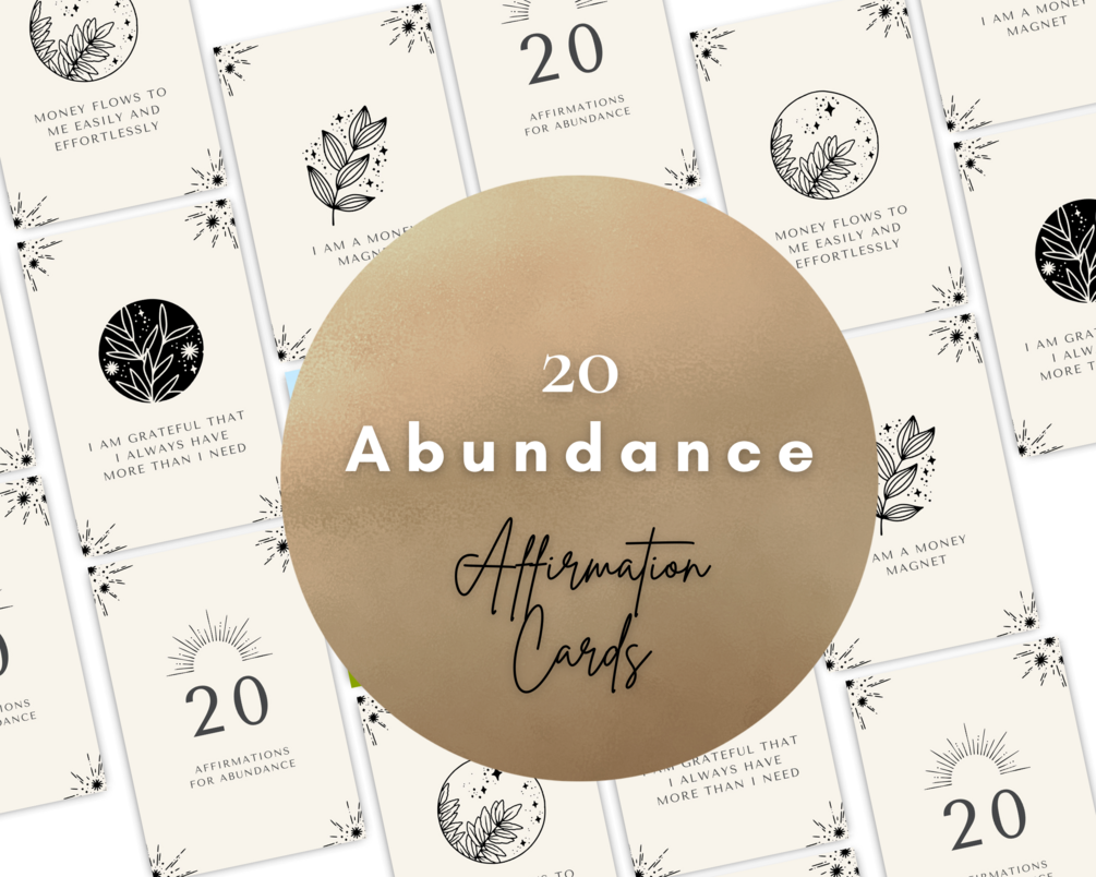 Printable Abundance Affirmation Cards (20 cards)