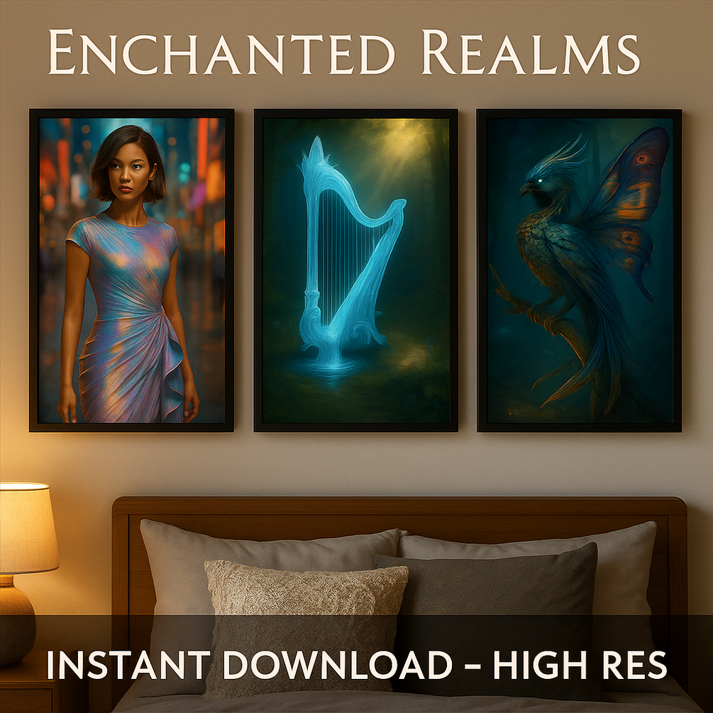 Enchanted Realms – Fantasy Wall Art Set | Digital Download | 3 Sizes (24x36, 16x24, 12x18)