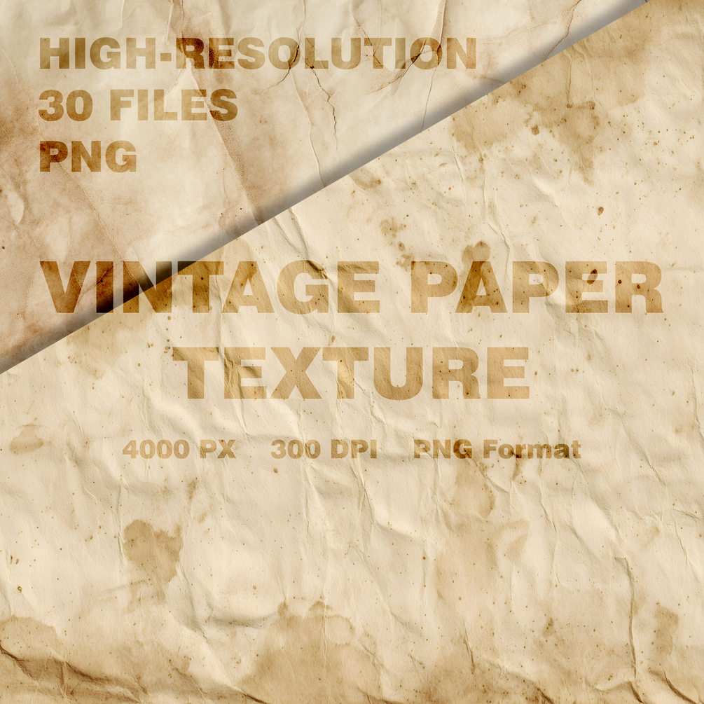 Vintage Paper Texture Pack – 30 High-Resolution Backgrounds (300 DPI, PNG)