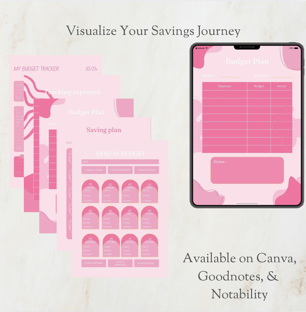 Pink Digital Financial Planner 2024-2025