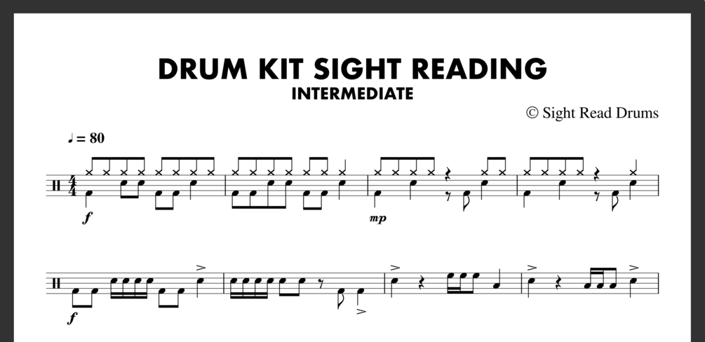 Drum Kit Sight Reading - Intermediate