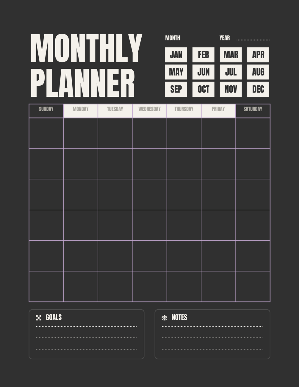 Monthly Planner MONO