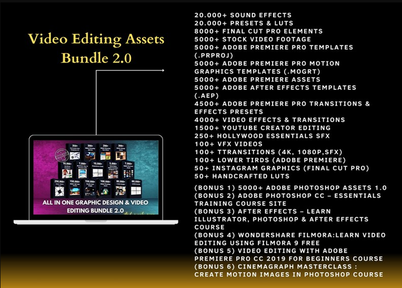 ALL IN ONE VIDEO EDITING ASSETS (Free Lifetime Storage Access)