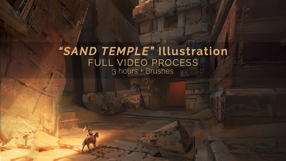 "Sand Temple" Illustration / Full video process + Brushes