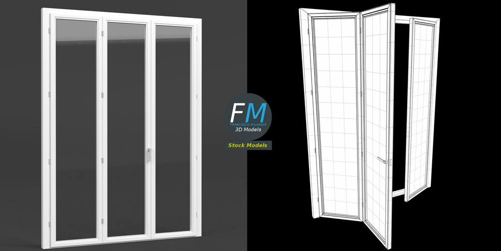 3D MODEL - Triple French window