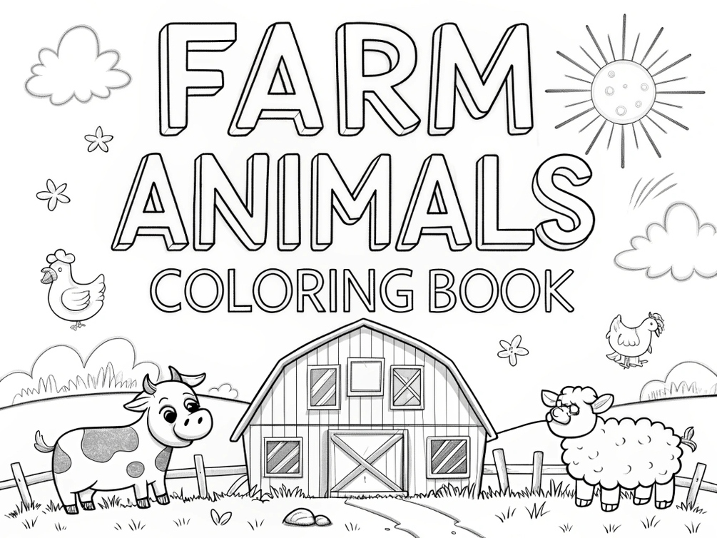 Farm Animals Coloring Book for Kids