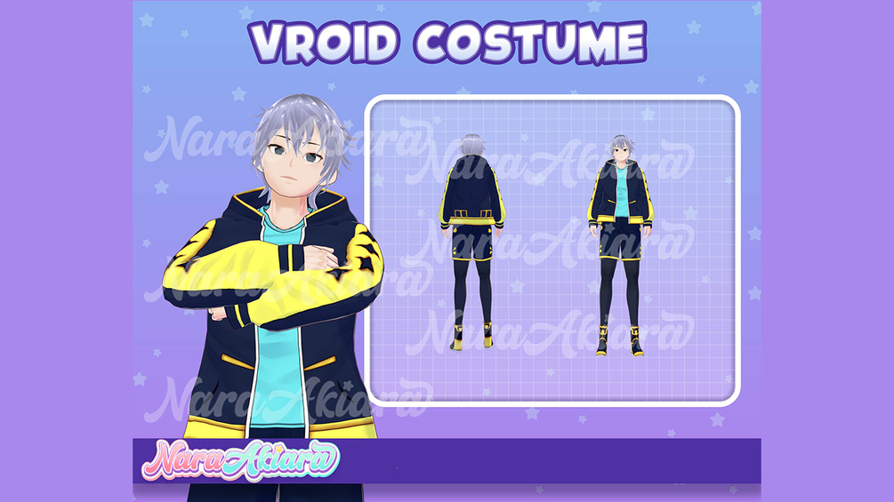 Show Your Style with 3D Vroid Clothes Yellow Striped Blue Jacket for ...