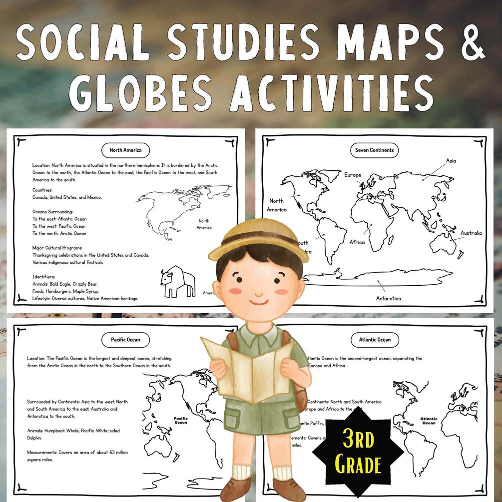 Social Studies Maps & Globes Activities, Study maps, continents, and ...