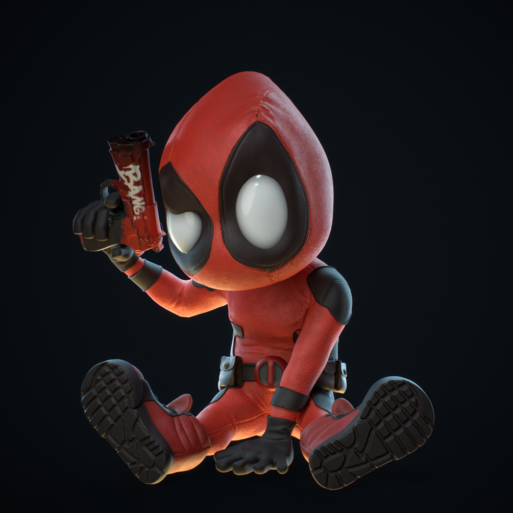 Cute 3D Printable Deadpool Model