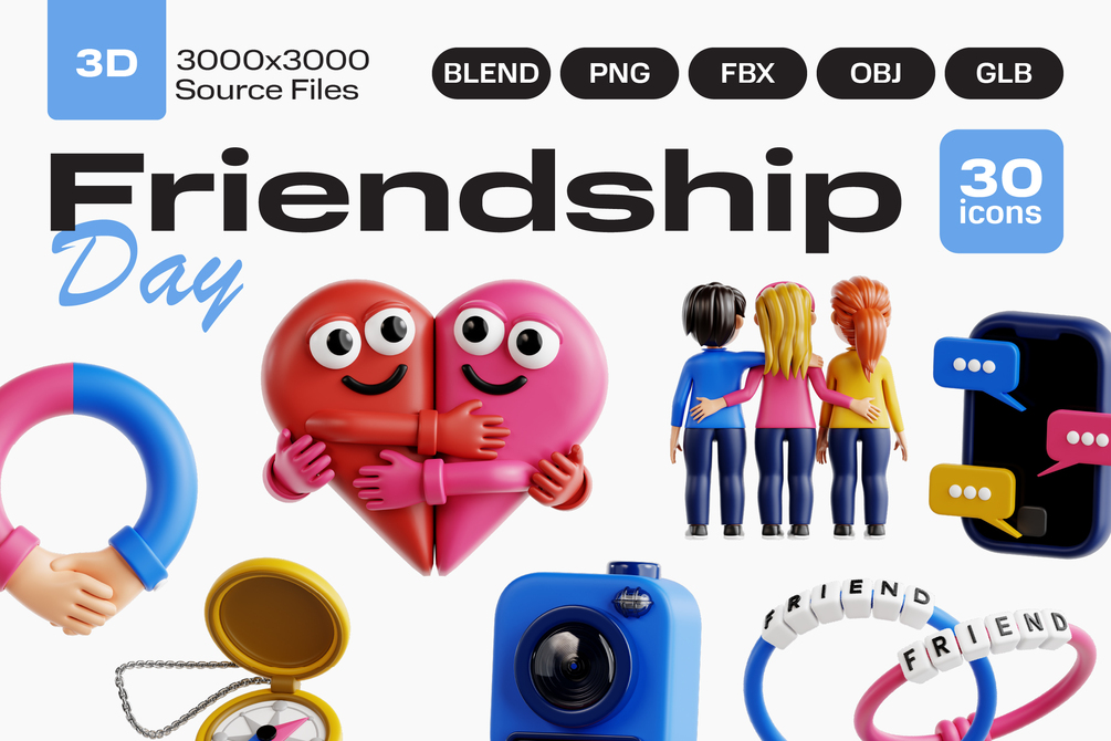 Friendship Day 3D Illustration