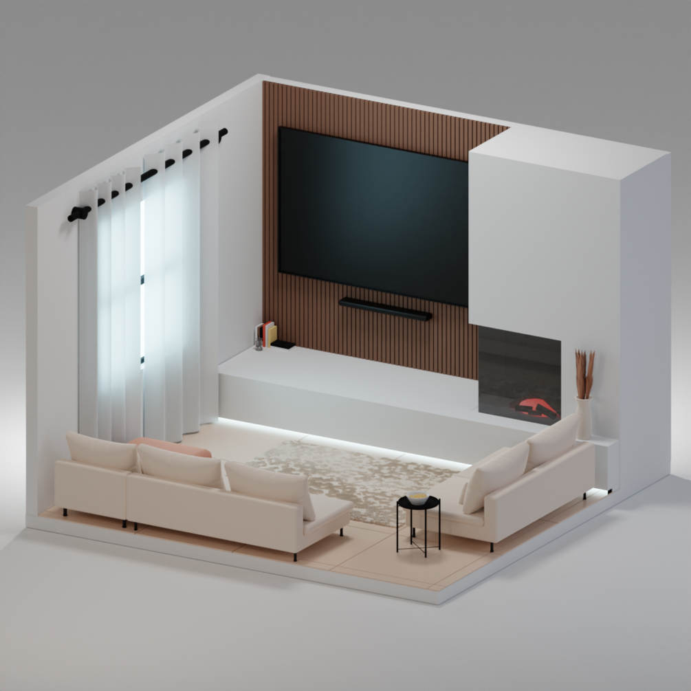 Minimal living room Blender 3D Model