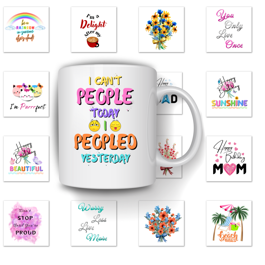 Coffee Mug Sublimation Designs | PNG Files | Design Bundle | Mug ...
