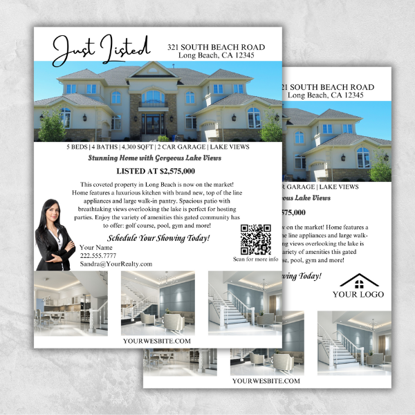 Just Listed Flyer with QR Code | Real Estate Flyers with QR Code | Real ...
