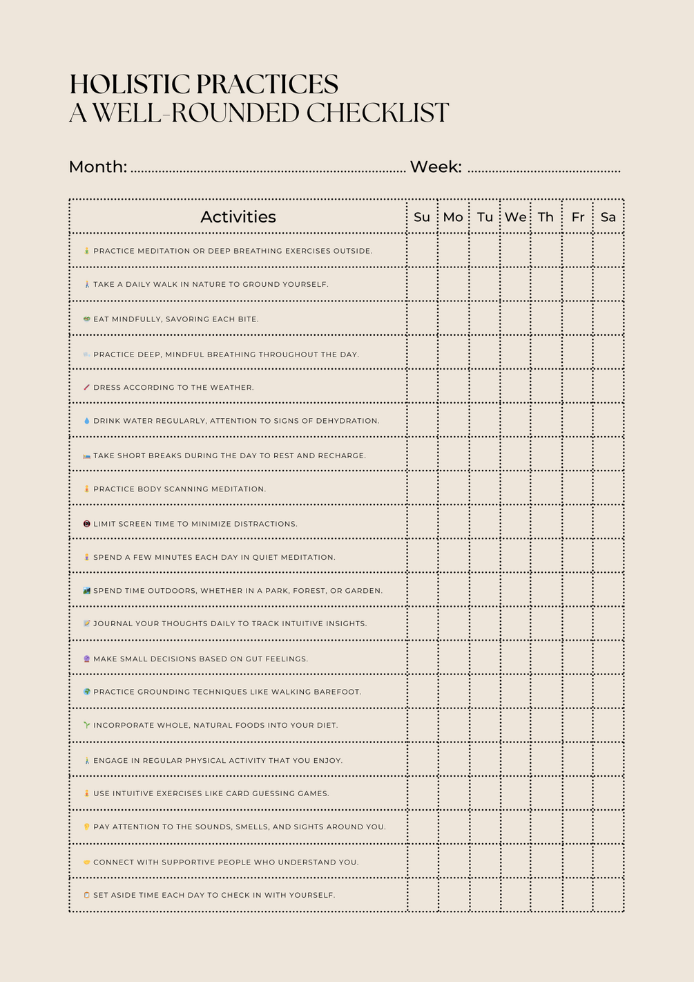 Holistic Practices: A Well-Rounded Checklist