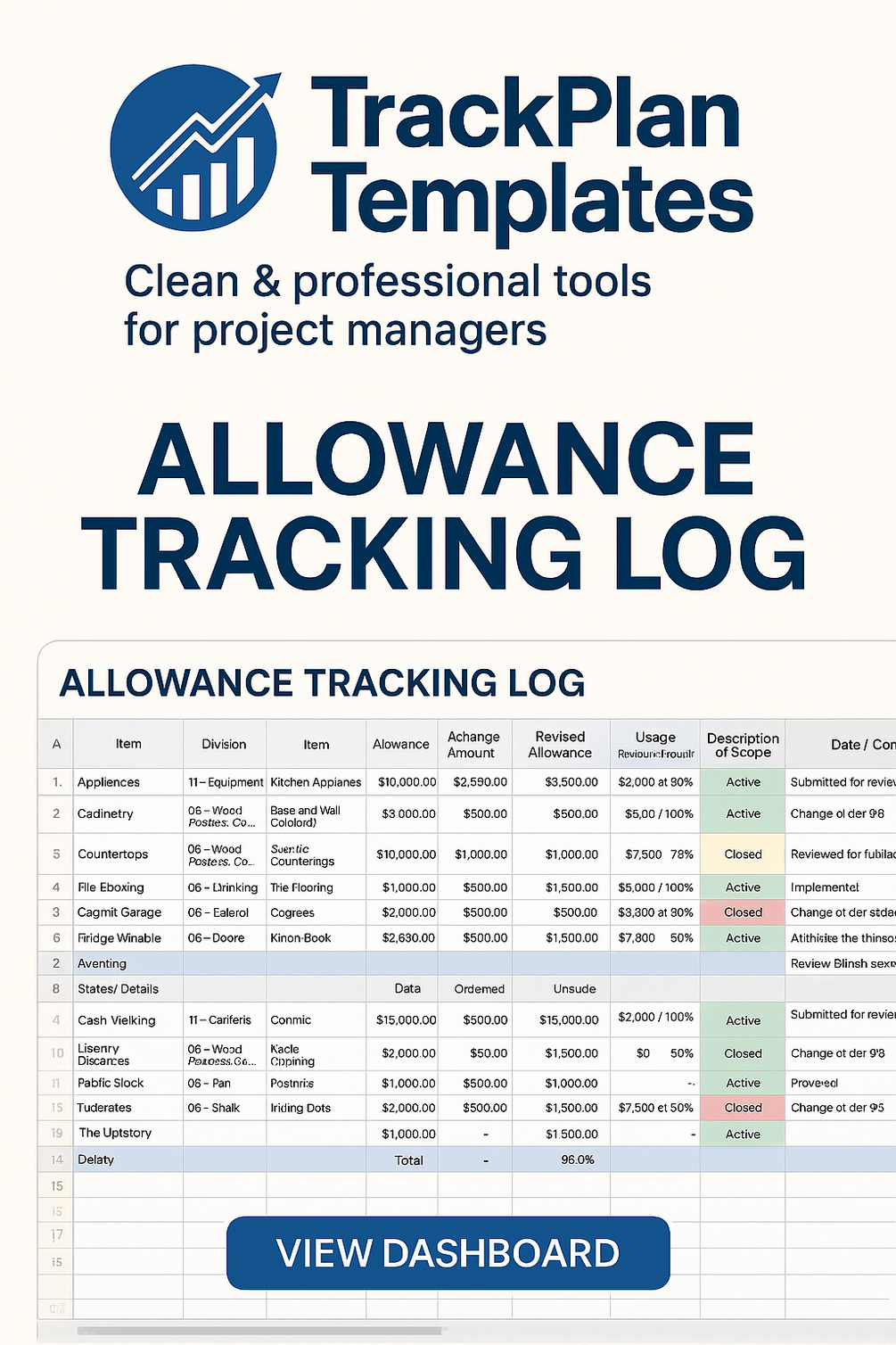 TrackPlan Allowance Tracking Log Template