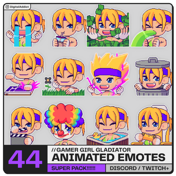 Sporty Blonde Haired Gamer Girl Emote Pack
