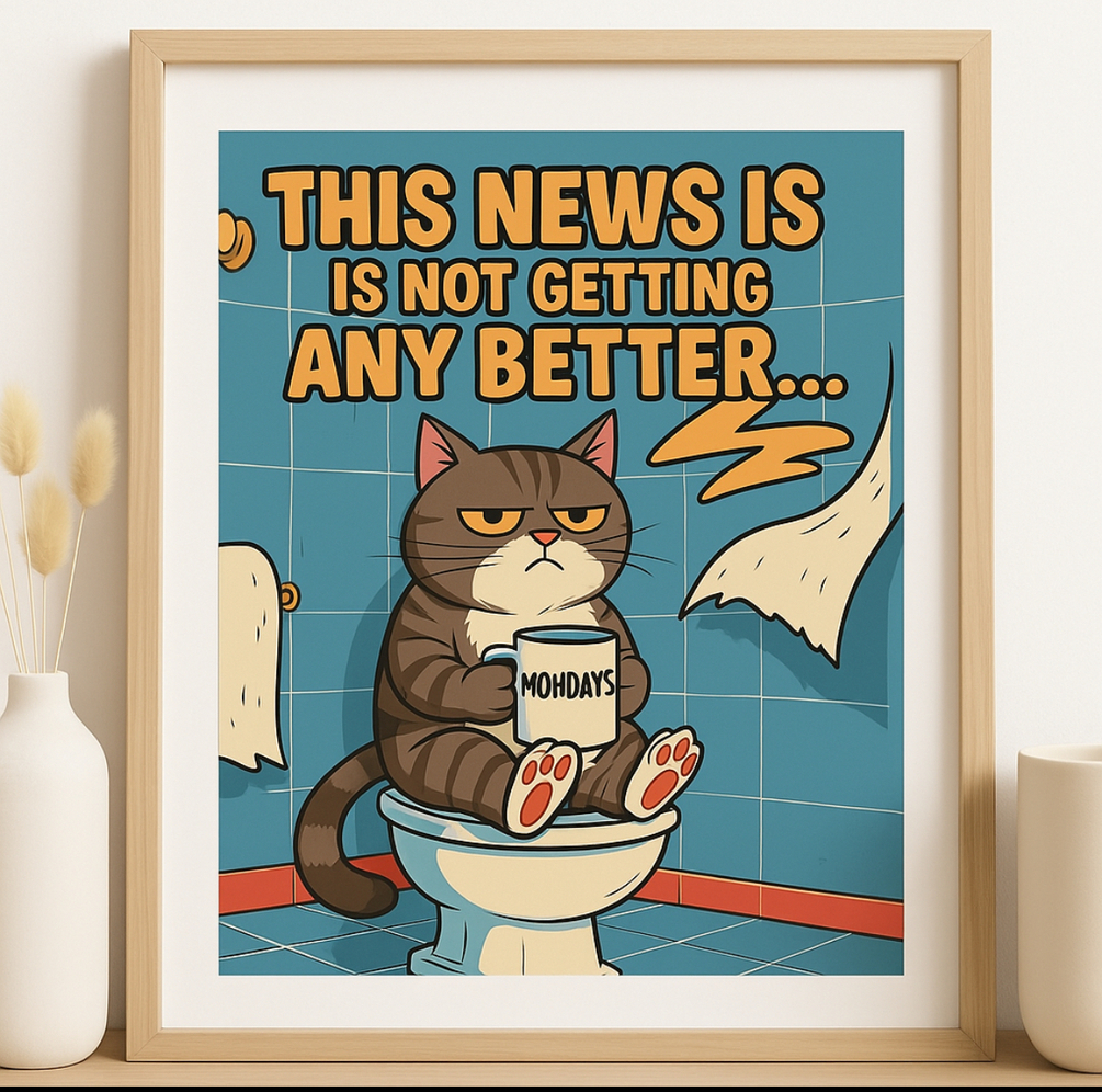 Funny Bathroom Wall Art Printable – Grumpy Cat Toilet Humor – Instant ...