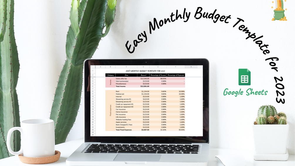 Easy Monthly Budget Template for 2023 - Google Sheets