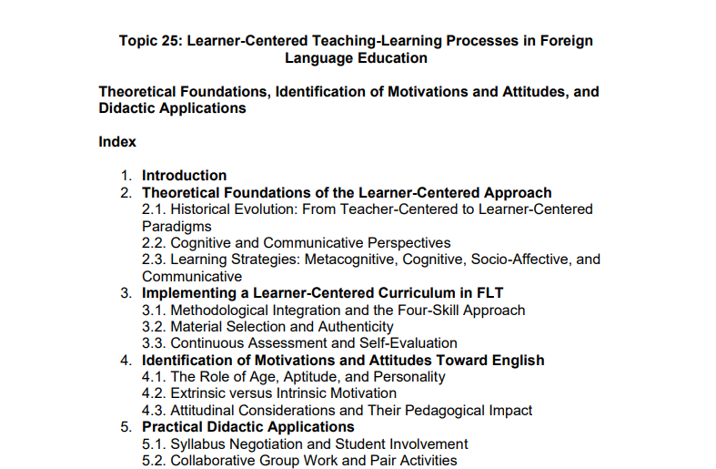 Topic 25 Oposiciones Maestro Inglés