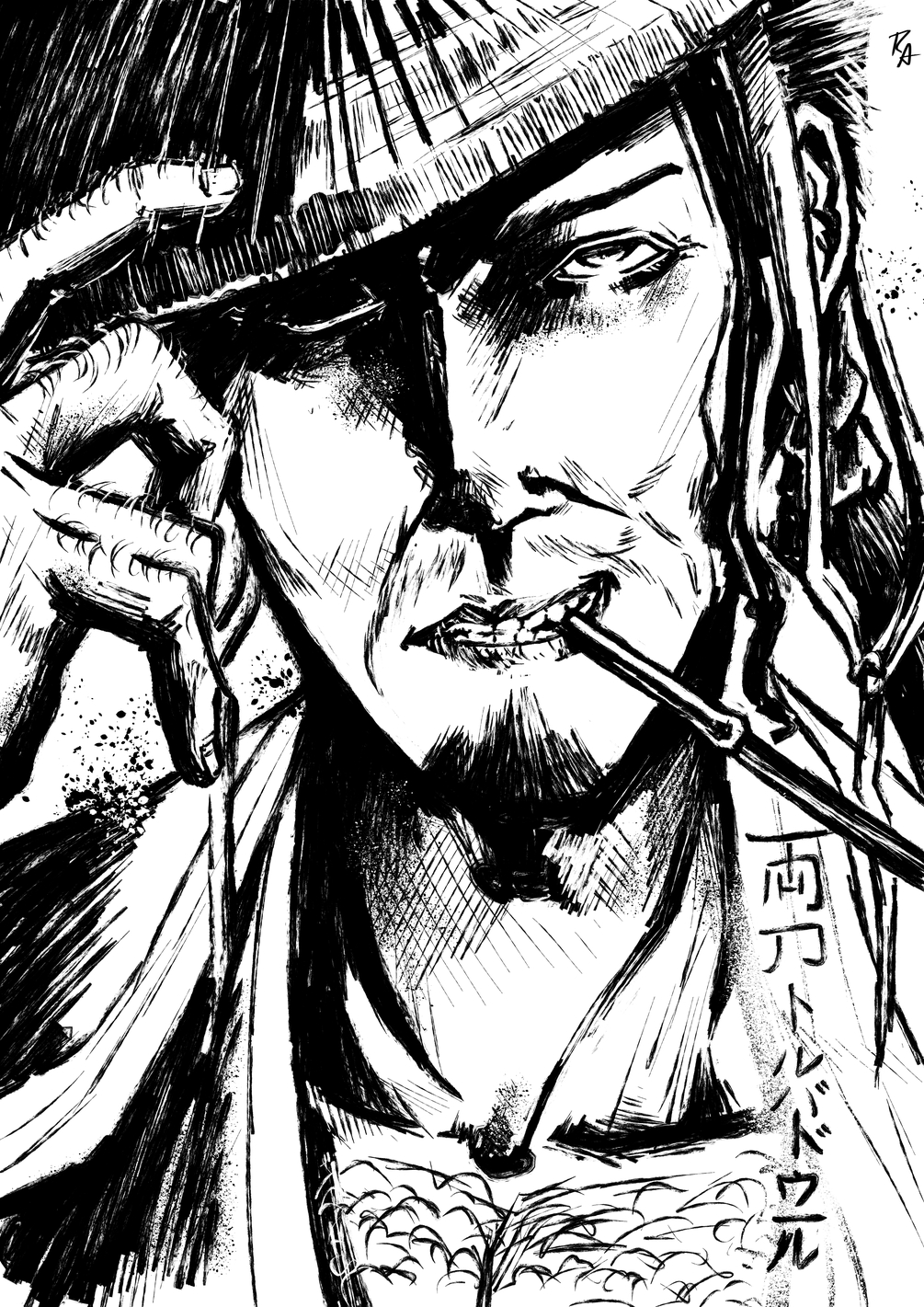 Ryoutou Torubadoru Uuru - Our RPG character - Japanese brush style