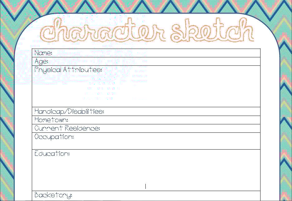 Character Sketch Worksheet