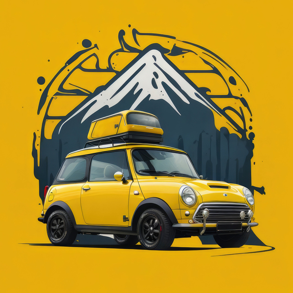 Yellow Mini cooper vector