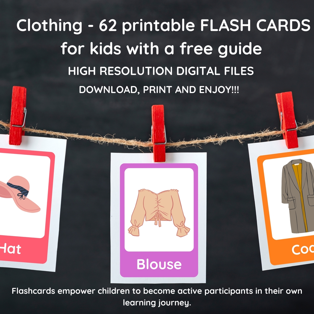 100 PRINTABLE FLASH CARDS for Kids, FlashCards for kids,Digital ...