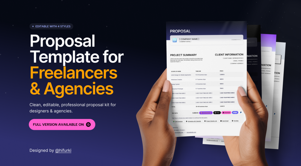 Proposal Template for Freelancers & Agencies (Figma) (4 Styles)
