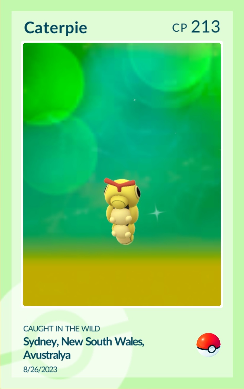 Shiny Male Caterpie Catch Card