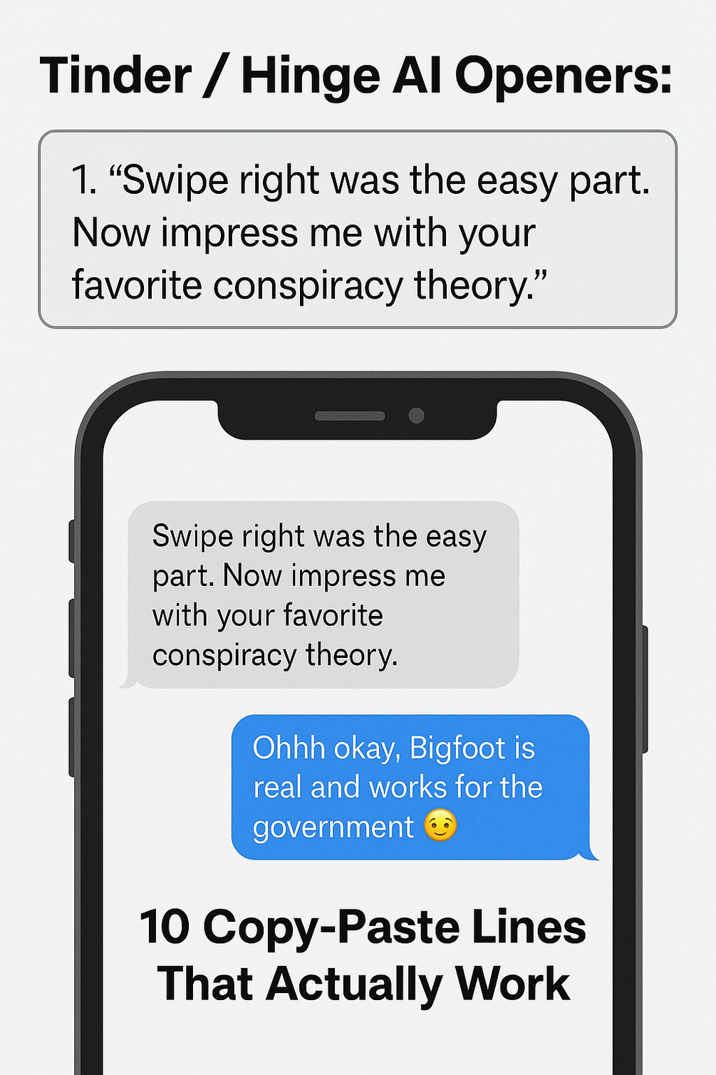 Tinder / Hinge Amazeing Openers Pack – 10 Copy-Paste Lines That ...