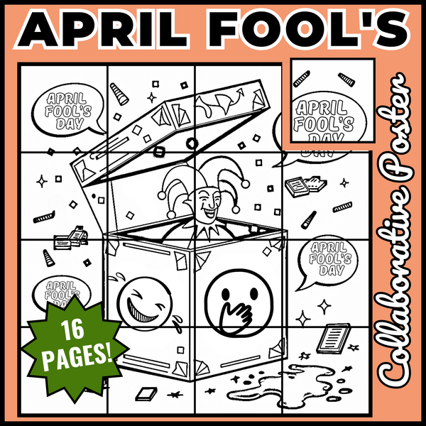 April Fools' Day Collaborative Poster Art Coloring Pages Bundle