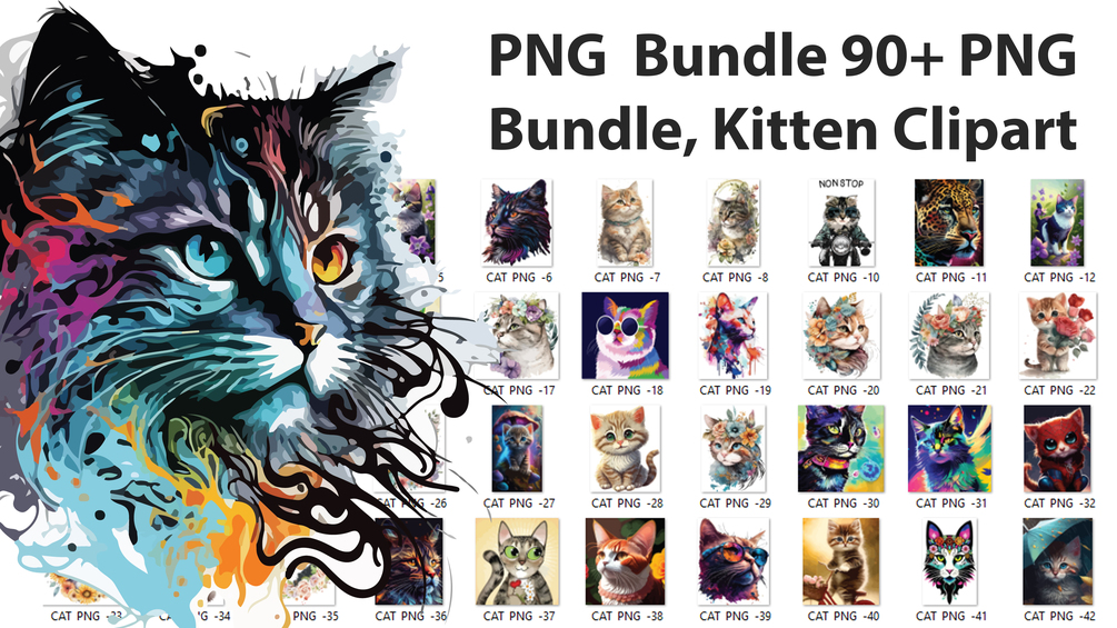 Cat PNG Bundle 90+ PNG Bundle, Kitten Clipart, Cute cat Clipart, , Cat ...