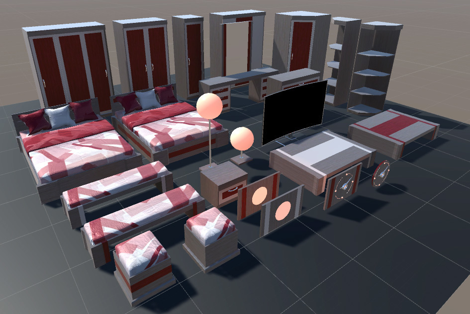 3D models of some bedroom furniture for Unity engine