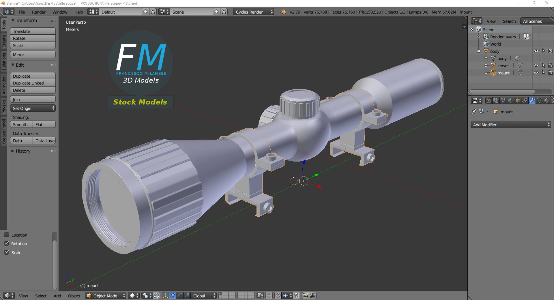 3D MODEL - Rifle scope