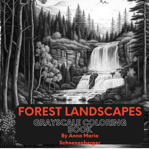 Forest Landscapes: Grayscale Coloring Page