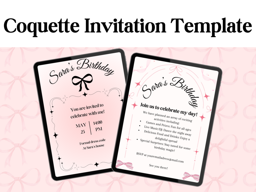 Coquette Customizable Birthday Invitation On Canvas