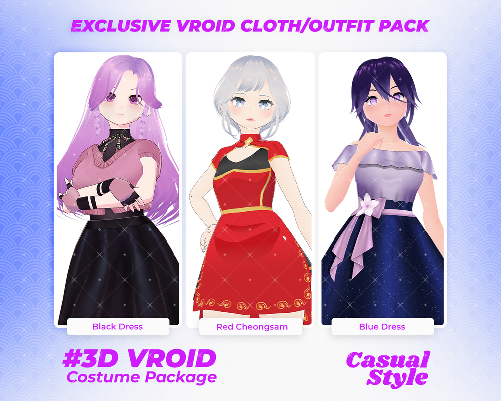 Casual Outfit Collection for Streaming Girls - VRoid Clothing Pack ...