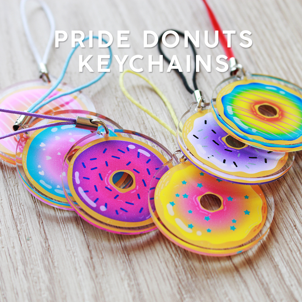 LGBT+ donuts charms - colorful acrylic cell phone keychains - lgbtqia ...