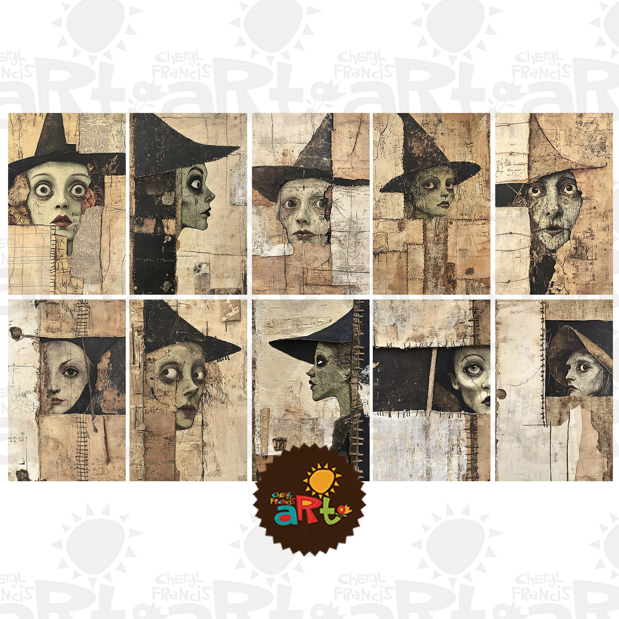 30 pc Grunge Witch Character Halloween Collage Printable Junk Journal ...