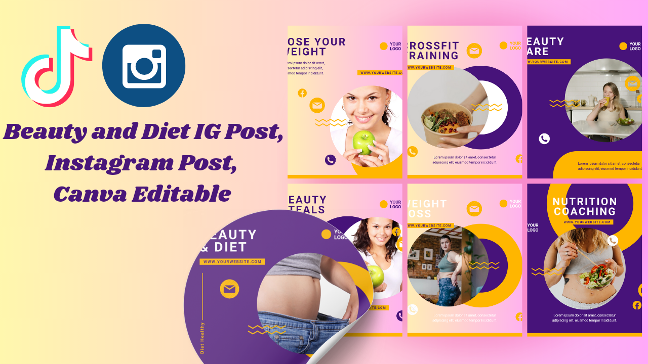 Beauty and Diet IG Post,Instagram Post, canva editable