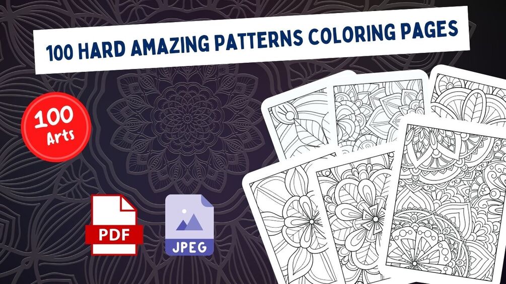 100 Hard Amazing Patterns: Adult coloring pages
