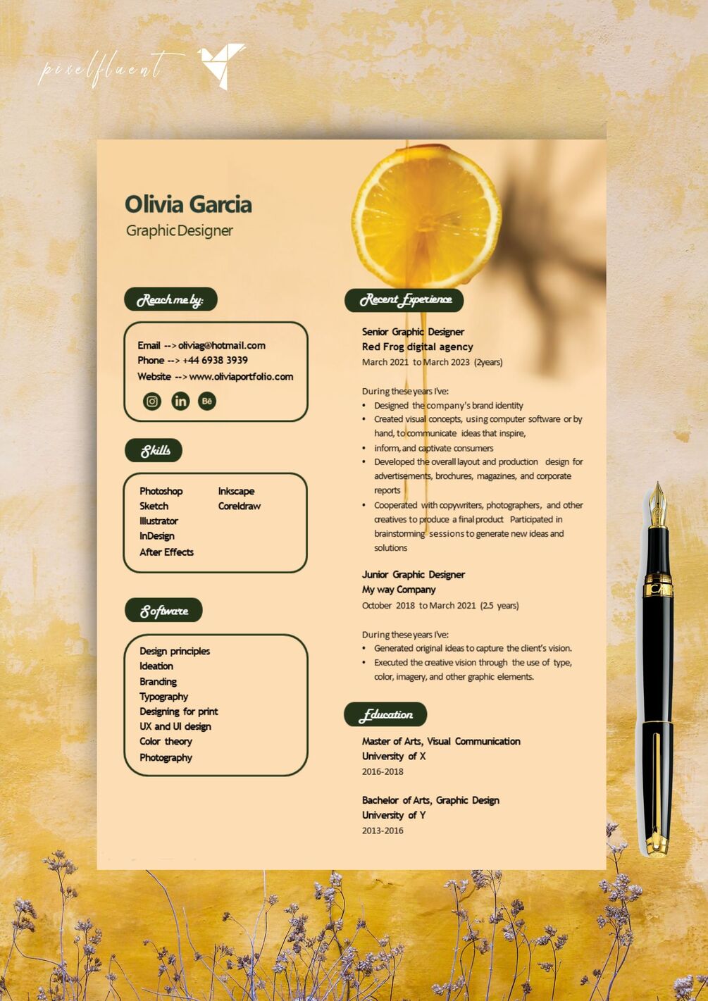 Lemon Honey Graphic Designer CV template