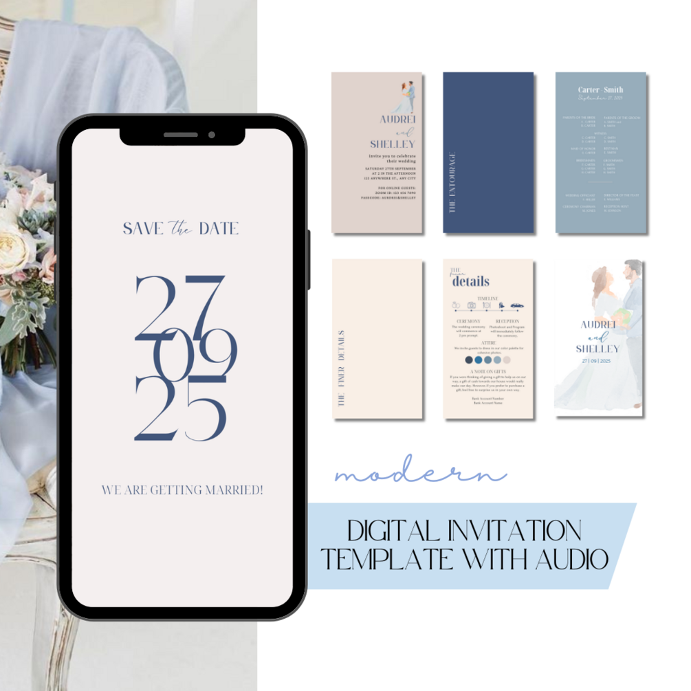 Animated Wedding Invitation with Audio, Editable and Printable DIY ...