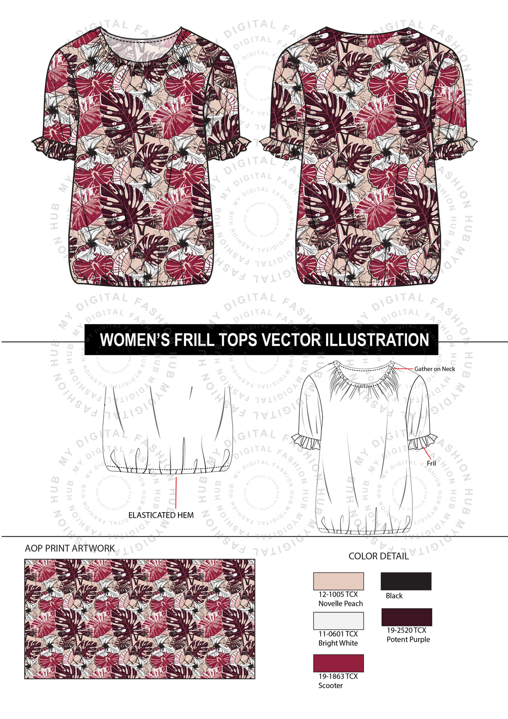 Women’s Tops Vector Illustration Pack | Fashion Flat Sketches (AI)