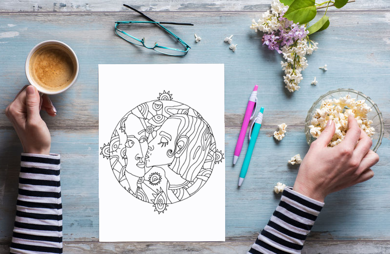 Tuesday Kiss - Coloring Page