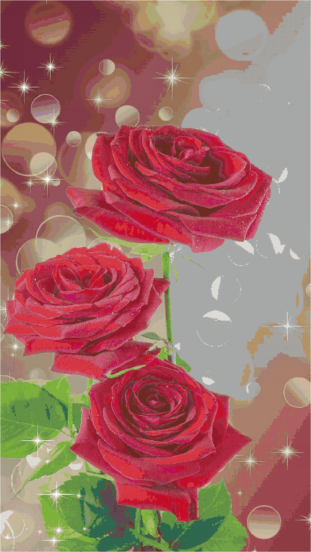 Red Flowers/ Cross Stitch patterns PDF/ Flowers 131